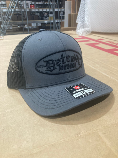 Trucker Hat, Snap Back, Grey and Black 2 – Detroit Muscle